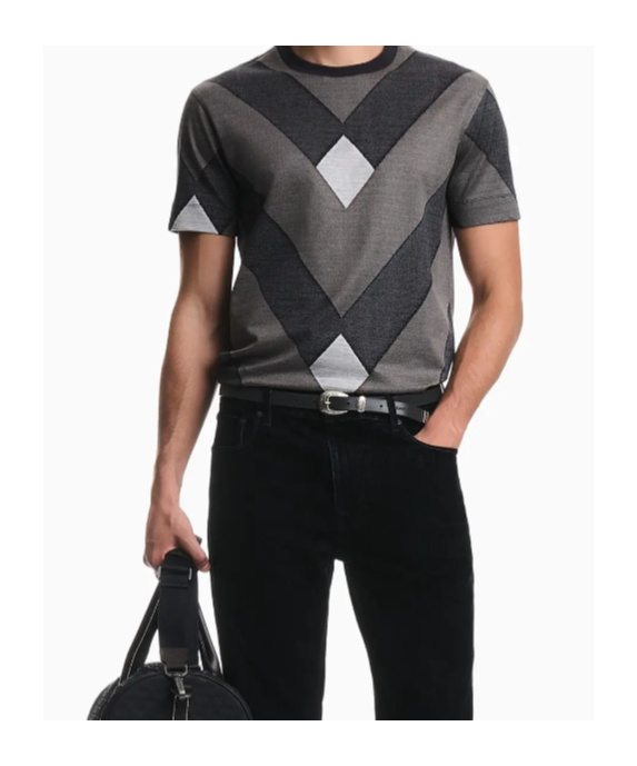 EMPORIO ARMANI Men's Lightweight, Slim-Fit, Short-Sleeve Crew-Neck T-Shirt in Lyocell Blend with Contrast Details